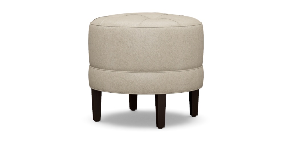 Nassau Round Leather Ottoman Ethan Allen